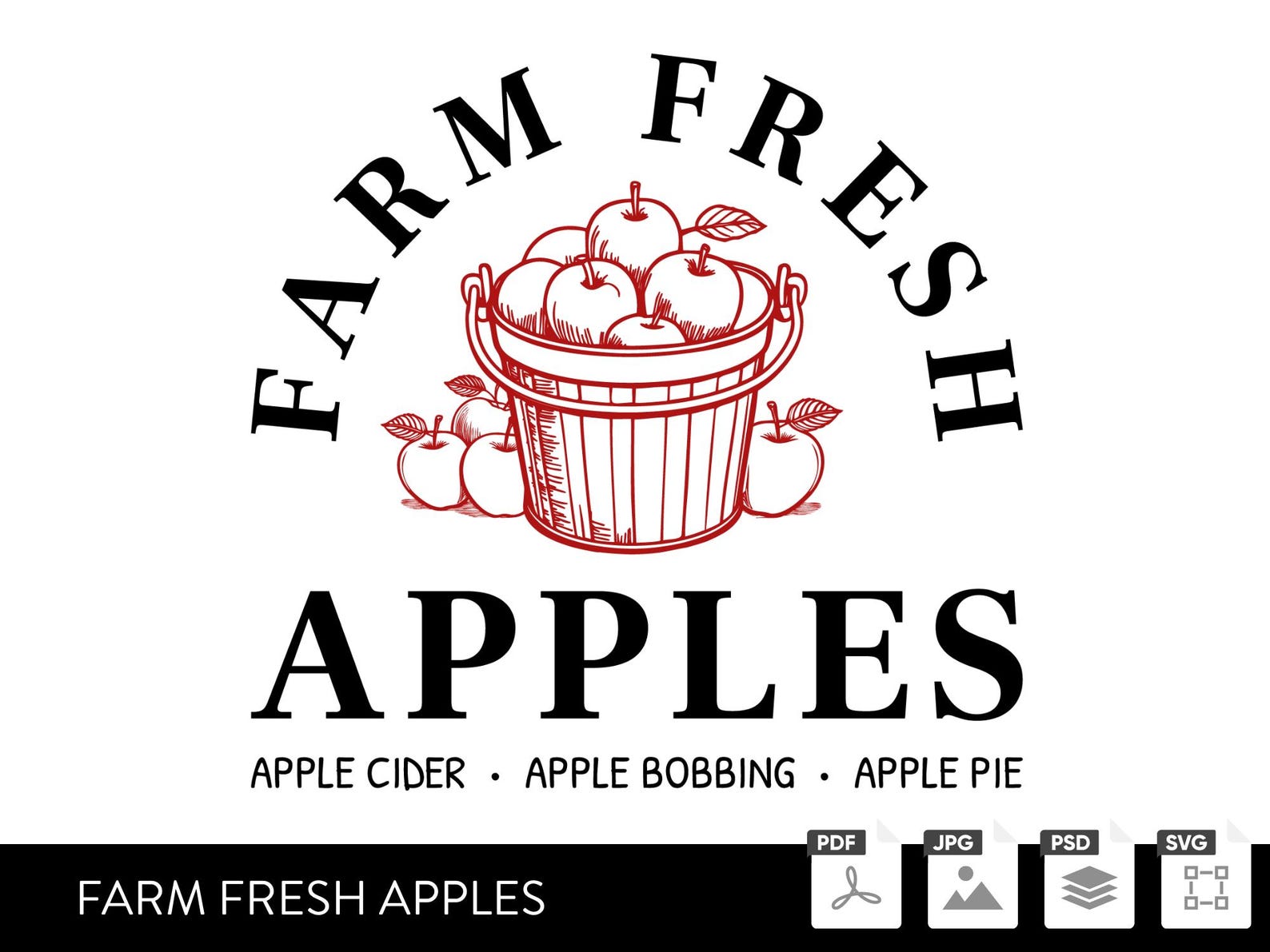 Farm Fresh Apples SVG Fall Apple Orchard PNG DIY Fall Craft Apple Decal ...