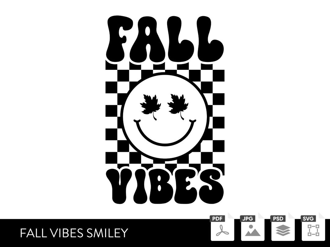 Fall Checkered Smiley Face SVG Fall Vibes SVG Instant Download Trendy ...