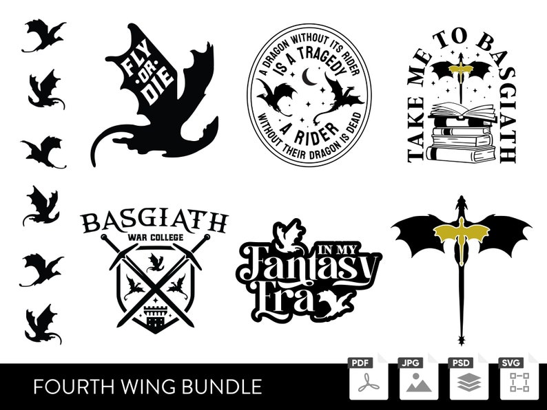 Fourth Wing SVG Bundle - Etsy