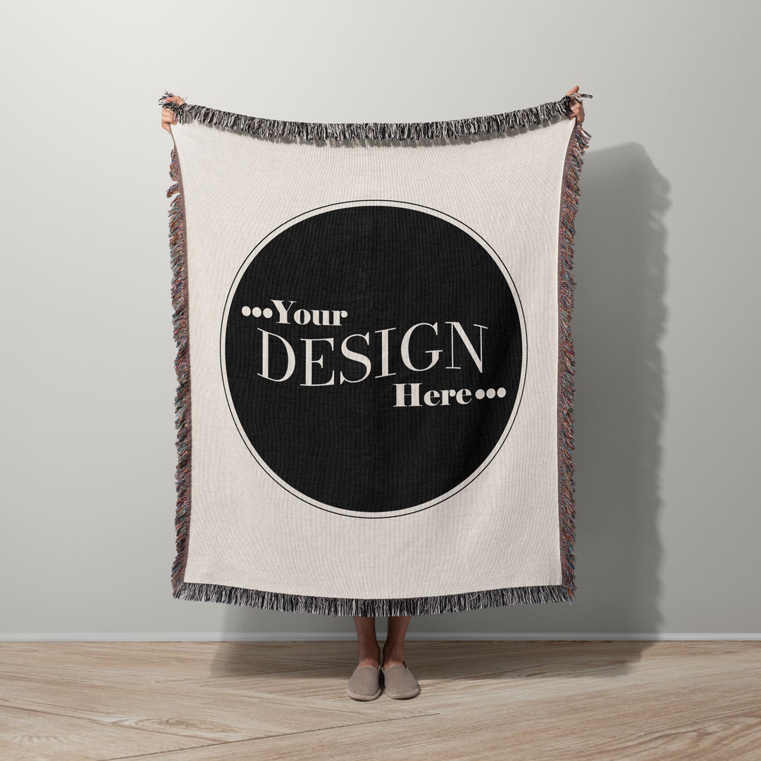 Personalized Logo Woven Blanket, Custom Design Text Throw, Christmas ...