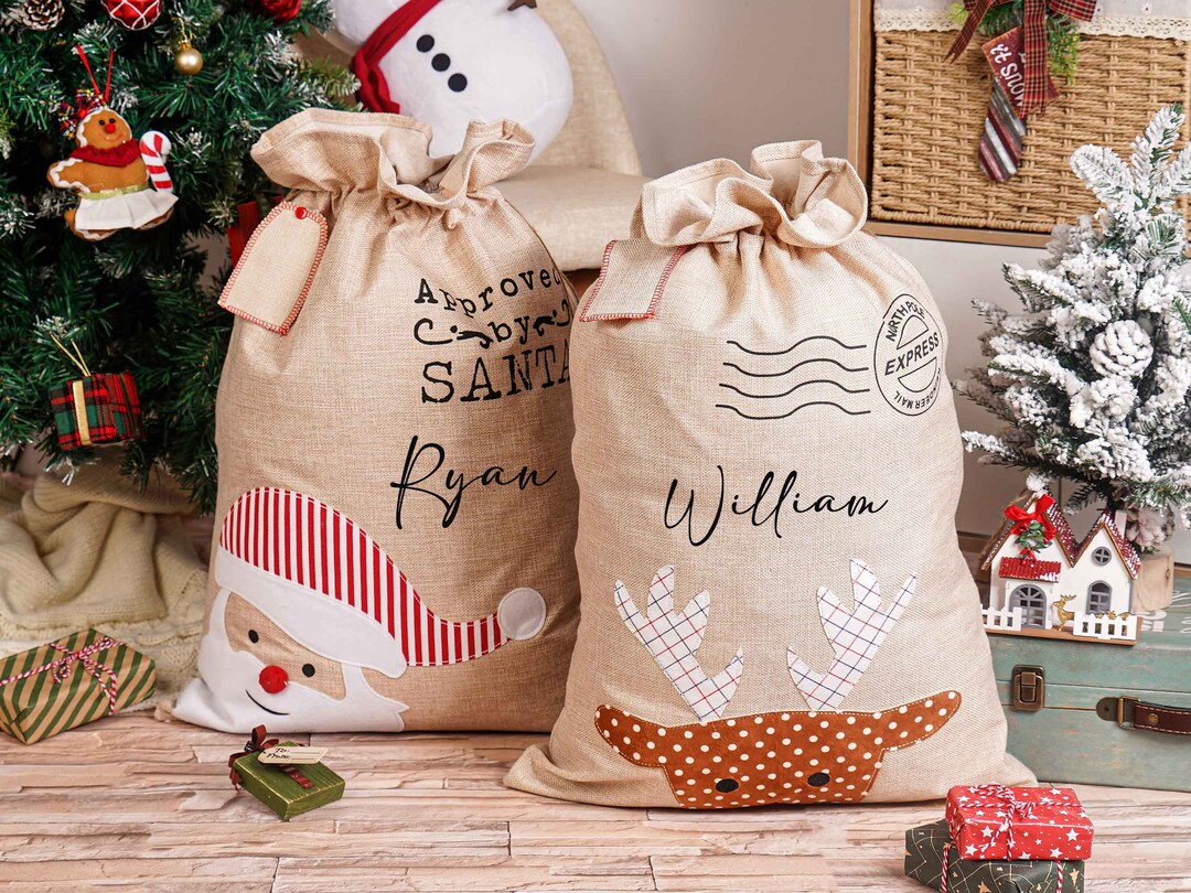 Large Christmas Santa Sack, Personalised Xmas Christmas Gift Bag ...