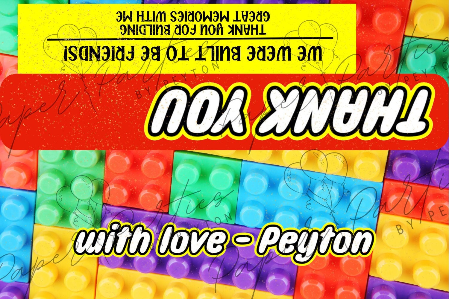 Building Blocks Birthday Party Treat Bag Thank You Loot Bag Party ...