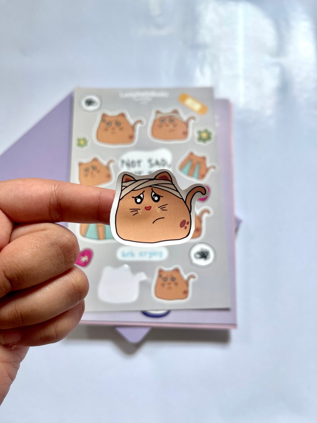 Sad Emojis Sticker Sheet Kawaii Cute Cat Stickers for Planners - Etsy