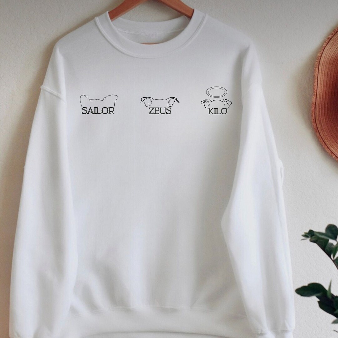 Dog Ear Sweatshirt, Floppy Dog Ear Outline, Dog Ears Outline Sweatshirt ...