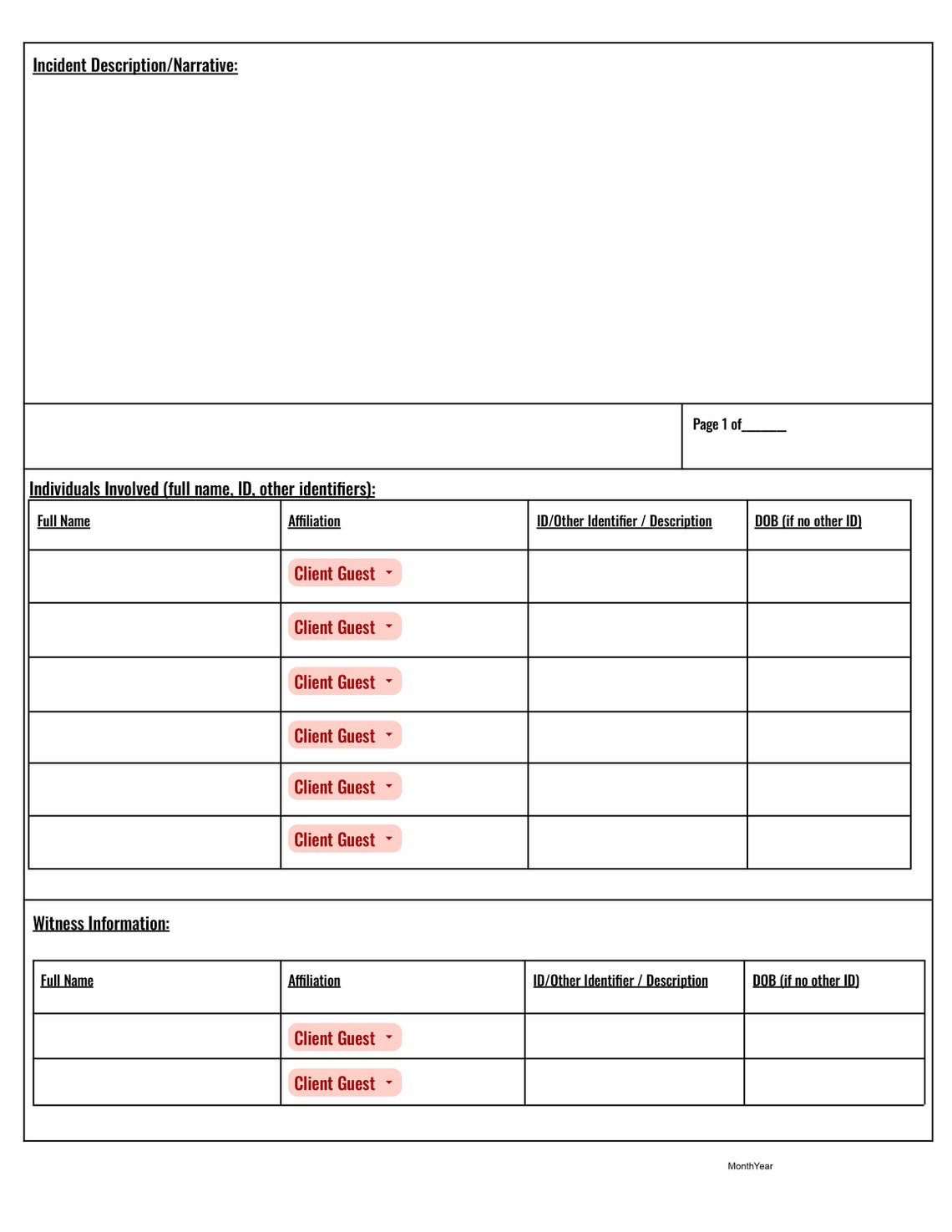 Customizable Security Incident Report Template With Dropdown Fields ...