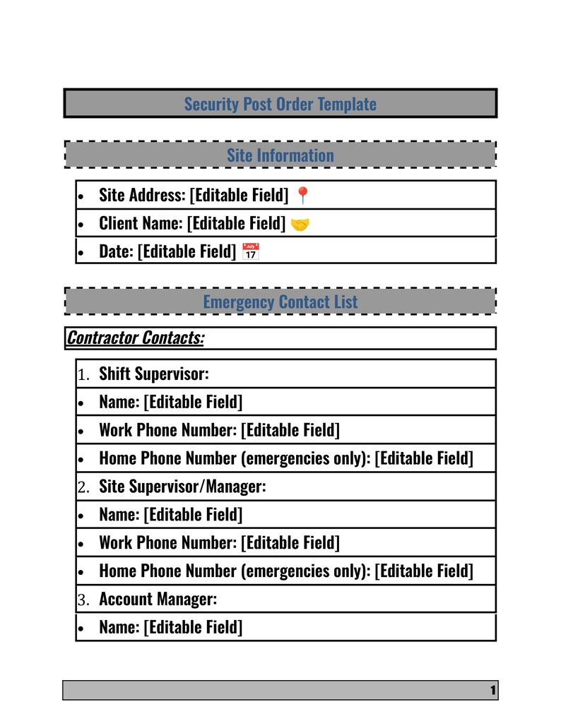 Ultimate Security Post Order Template: Editable, Customizable, for ...