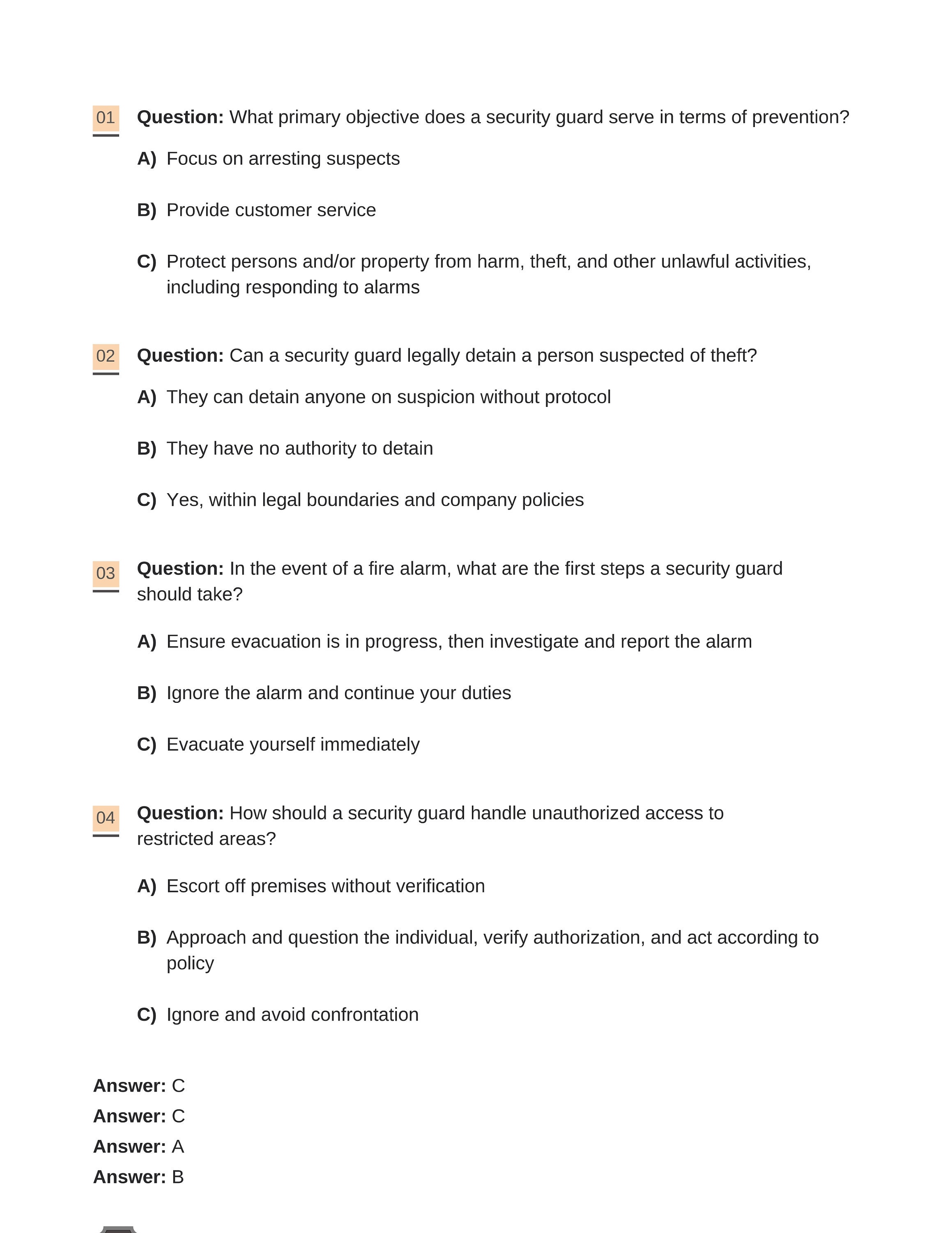 Unarmed Security Guard Test Questions and Answers 2024 - Etsy