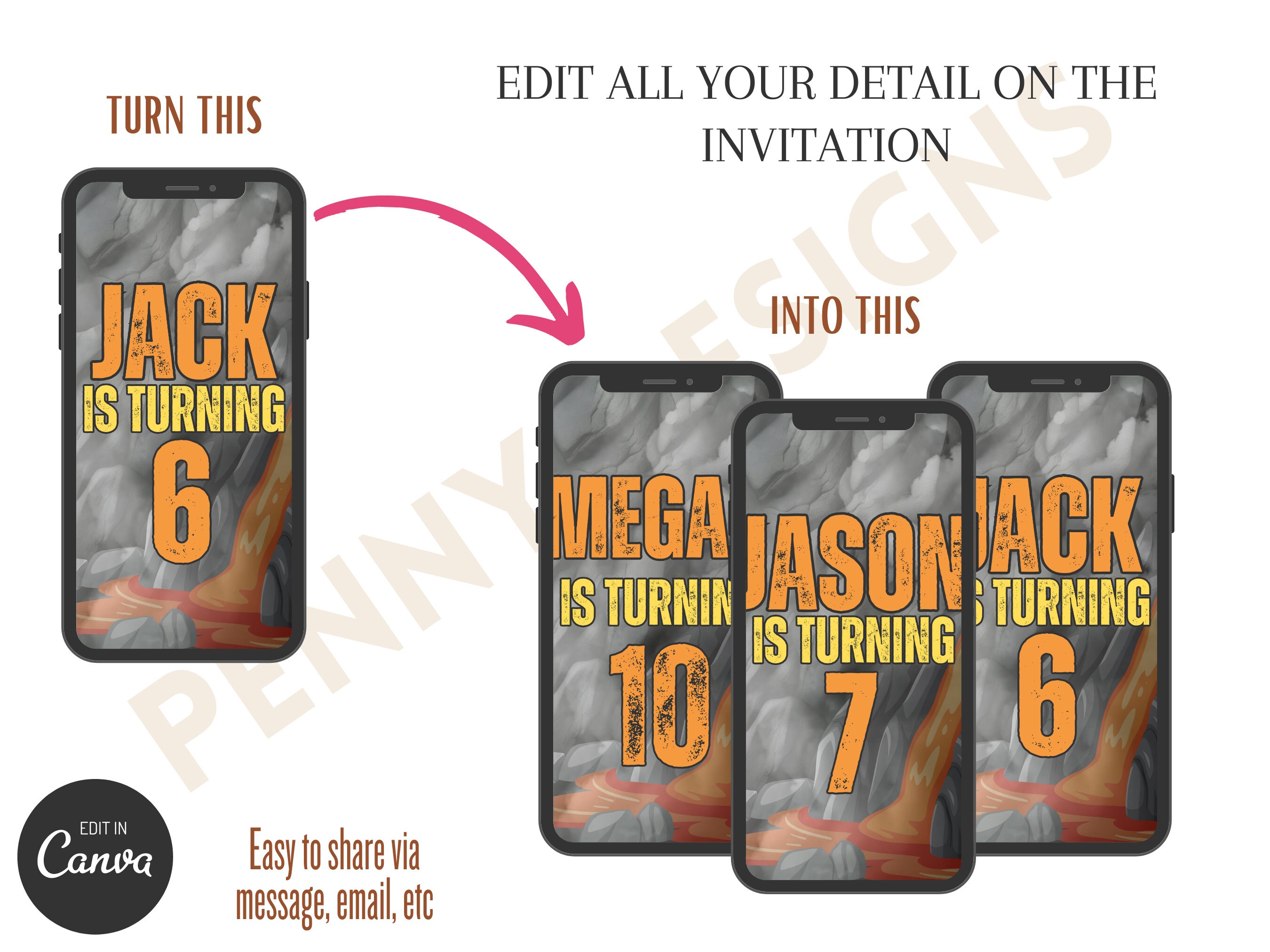 Volcano Birthday Invitation Volcano Invitation Birthday Invite Volcano ...