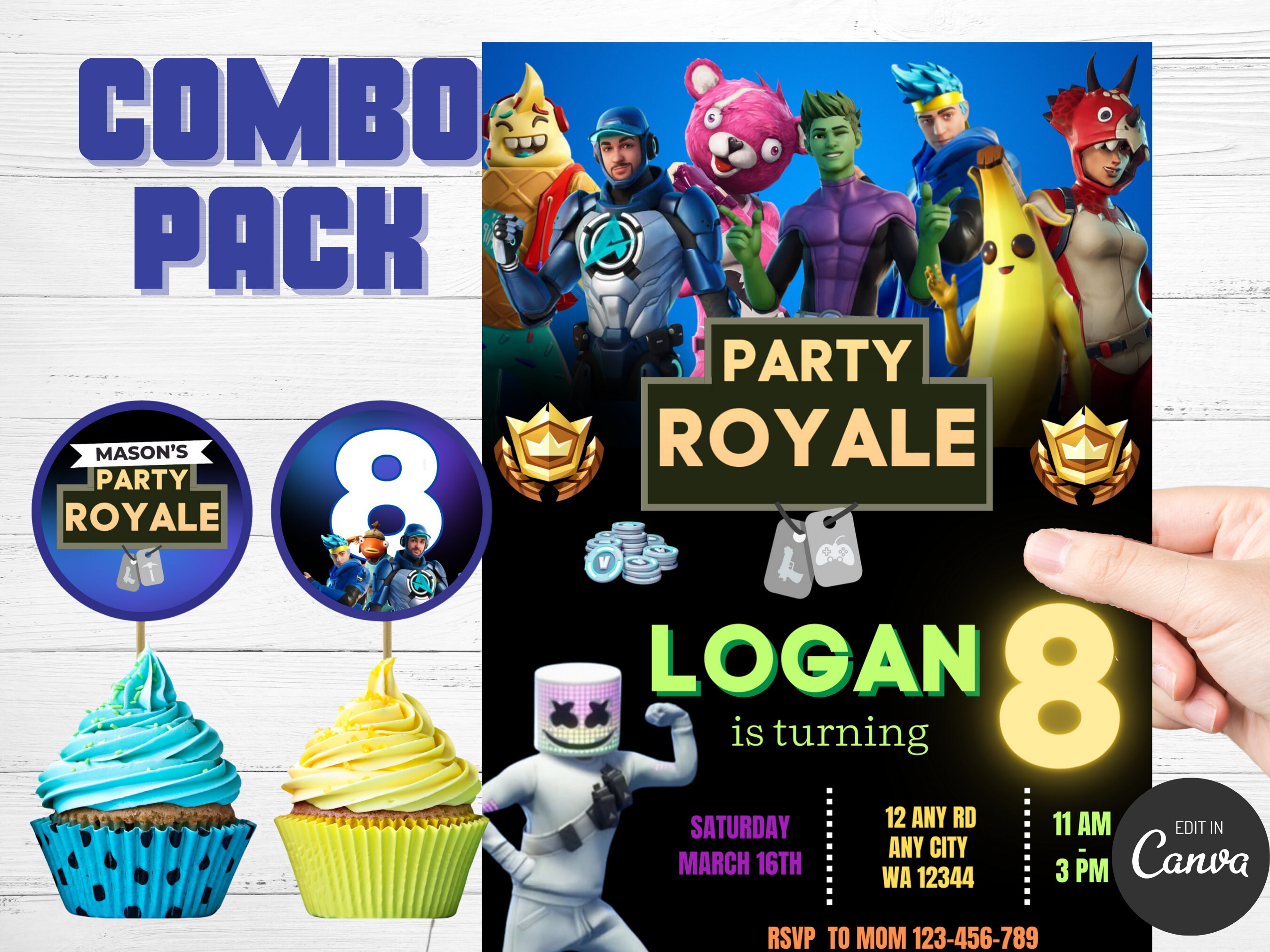 Gaming Birthday Invitation Combo Gaming Invitation Birthday Invite for ...