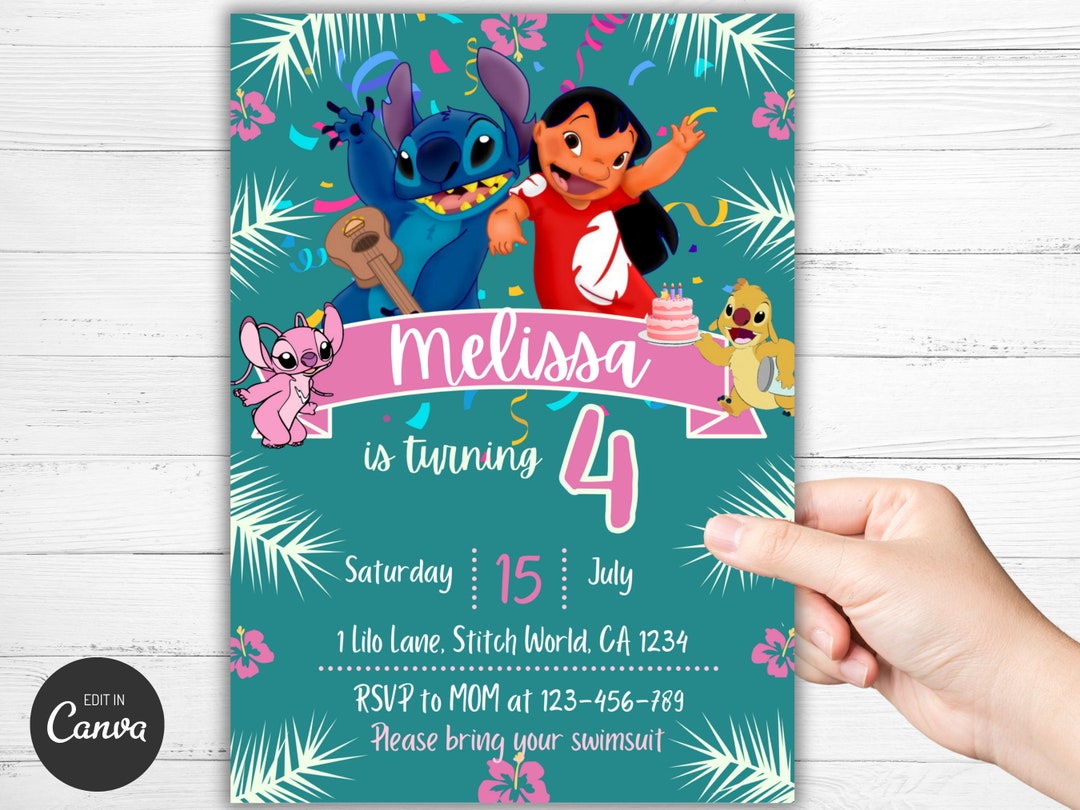 Stitch Birthday Invitation Stitch Invitation Birthday Invite for Girls ...