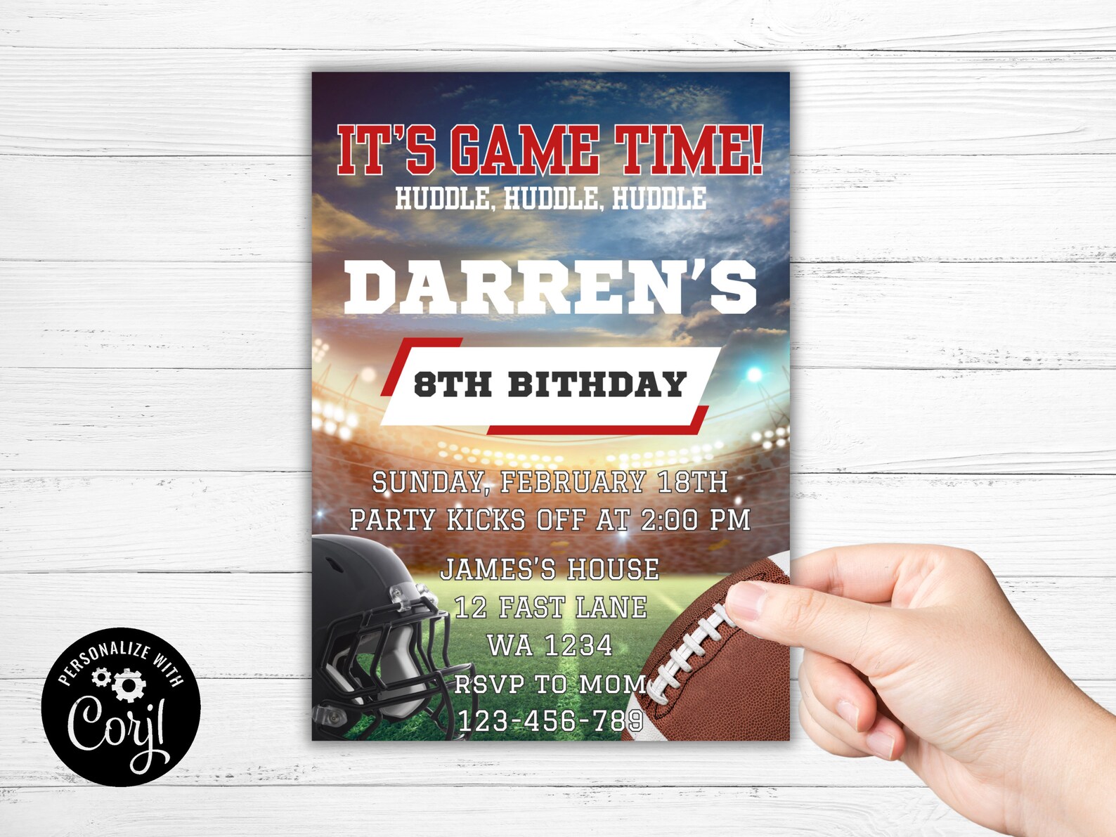 Football Birthday Invitation Football Invitation Birthday Invite for ...