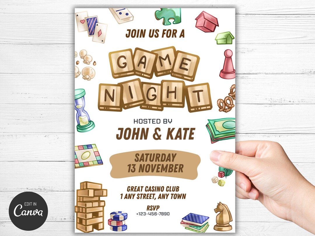Game Night Invitation Family Game Night Editable Digital Invite ...