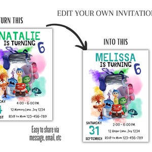 Inside Out 2 Birthday Invitation Inside Out 2 Invitation Birthday ...