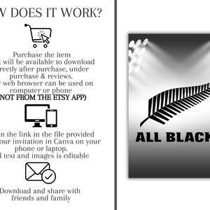 All Blacks Rugby Birthday Invitation for Boys - Etsy