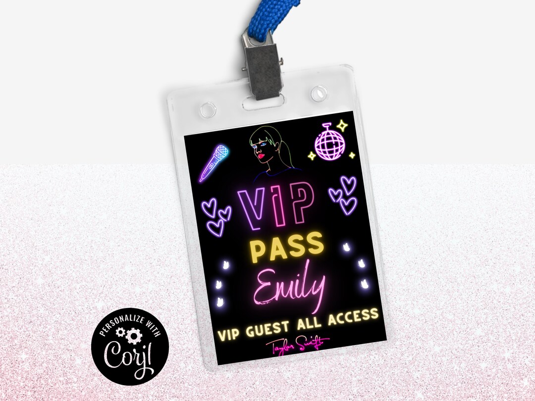 Glow VIP Pass Birthday Favors Glow in the Dark Party VIP Pass Glow in ...