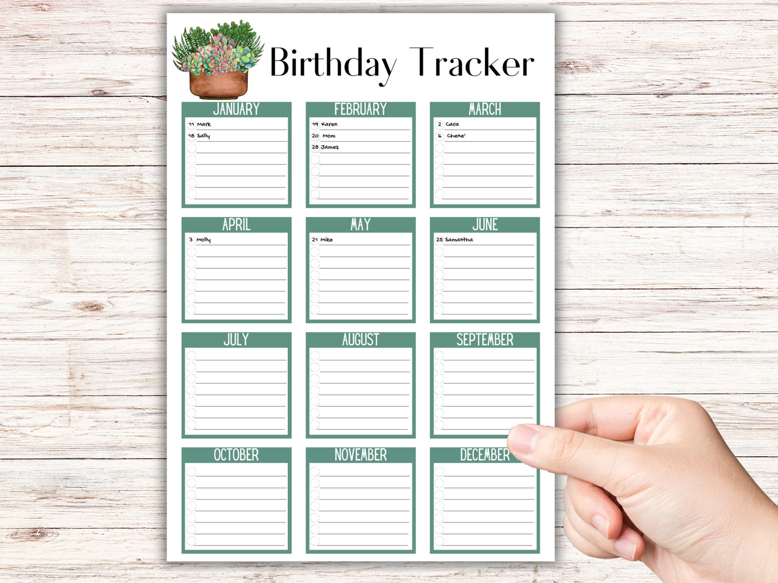 Birthday Tracker Printable Birthday Calendar Printable Birthday ...