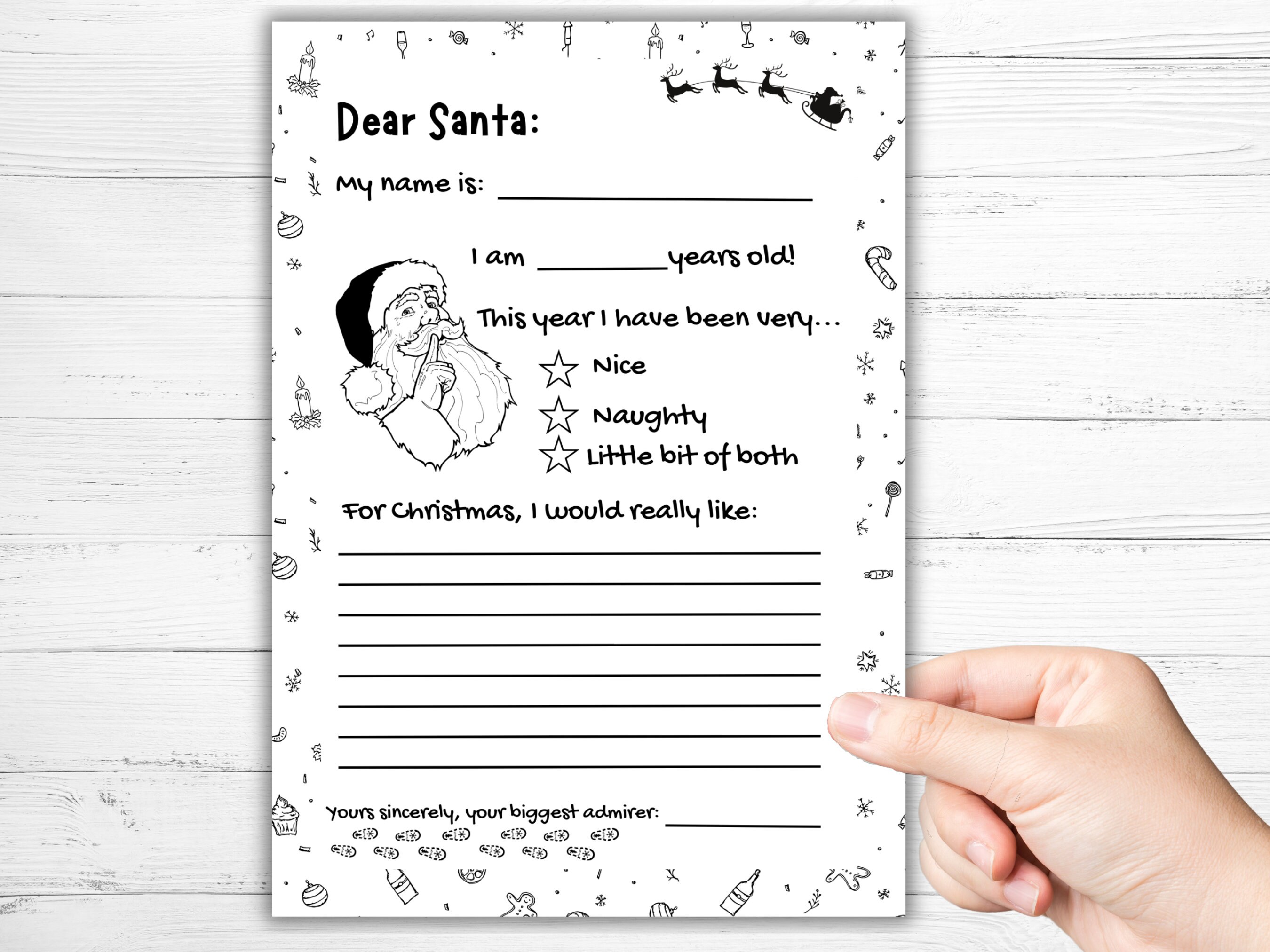 Letter to Santa Printable Letter to Santa List Christmas Wish List for ...
