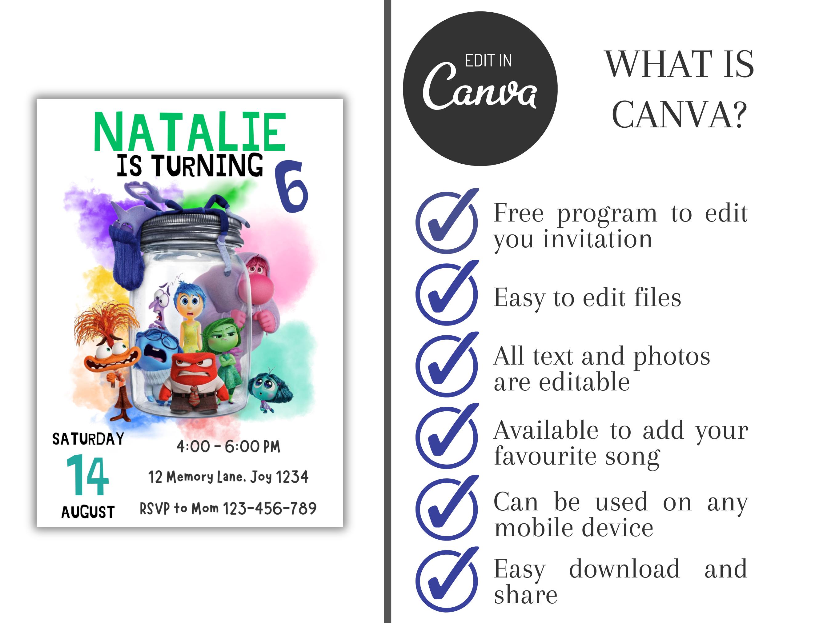 Inside Out 2 Birthday Invitation Inside Out 2 Invitation Birthday ...