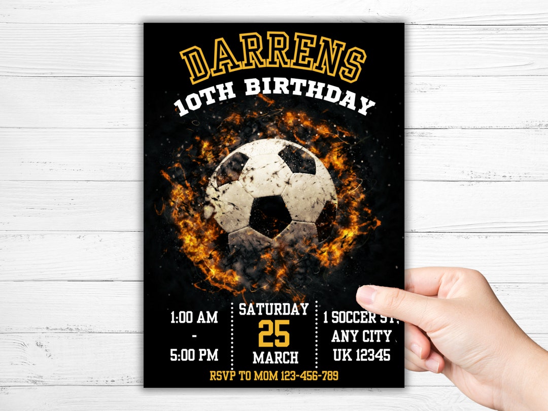Soccer Birthday Invitation Soccer Invitation Birthday Invite for Boys ...