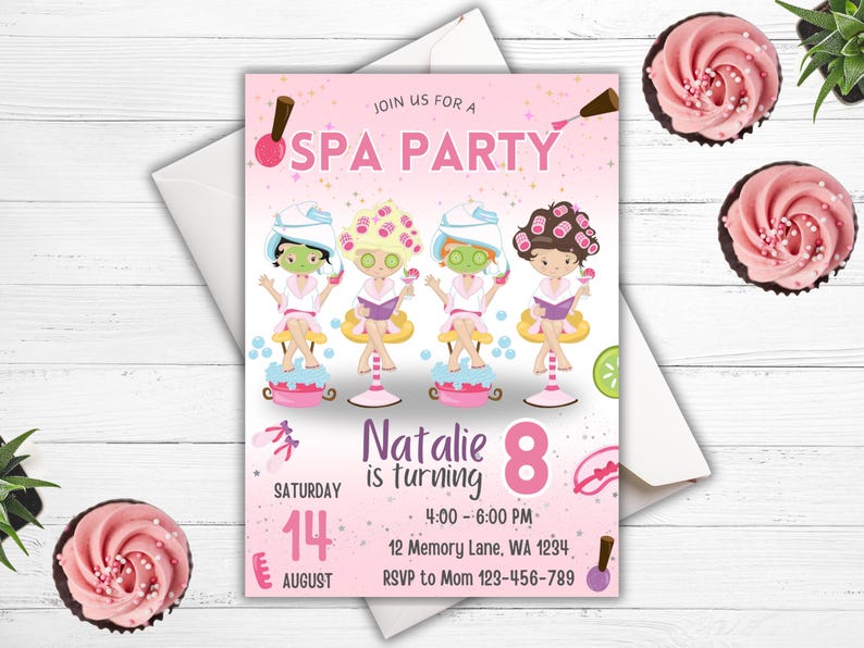 Spa Party Birthday Invitation Spa Party Invitation Birthday Spa ...