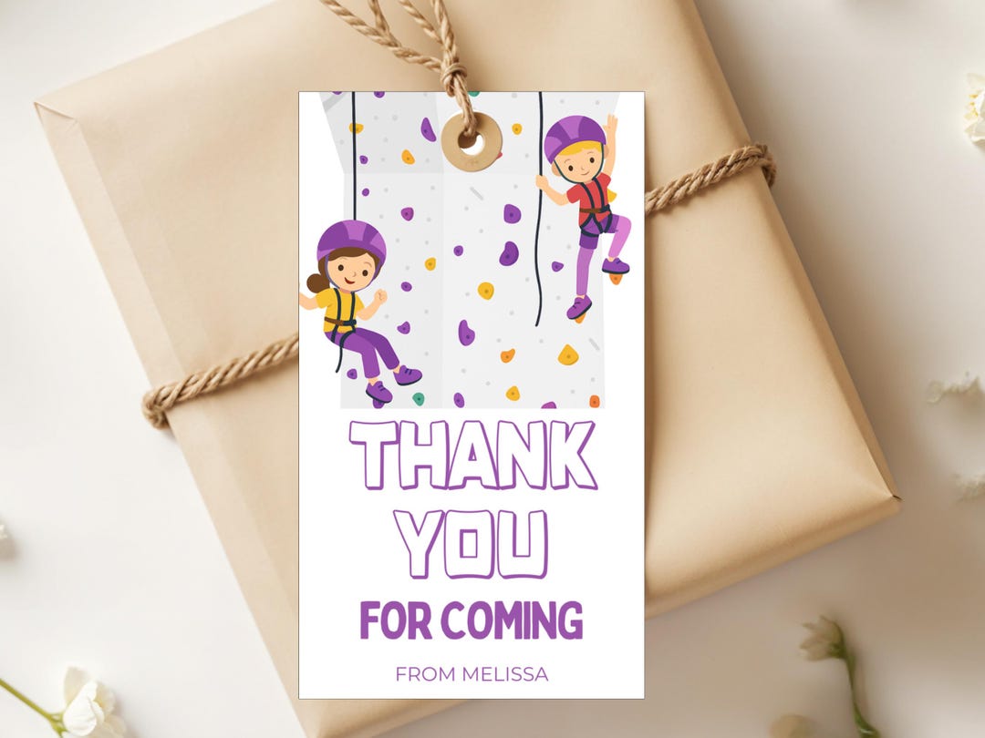 Rock Climbing Tags for Girls Climbing Thank You Tags Editable - Etsy