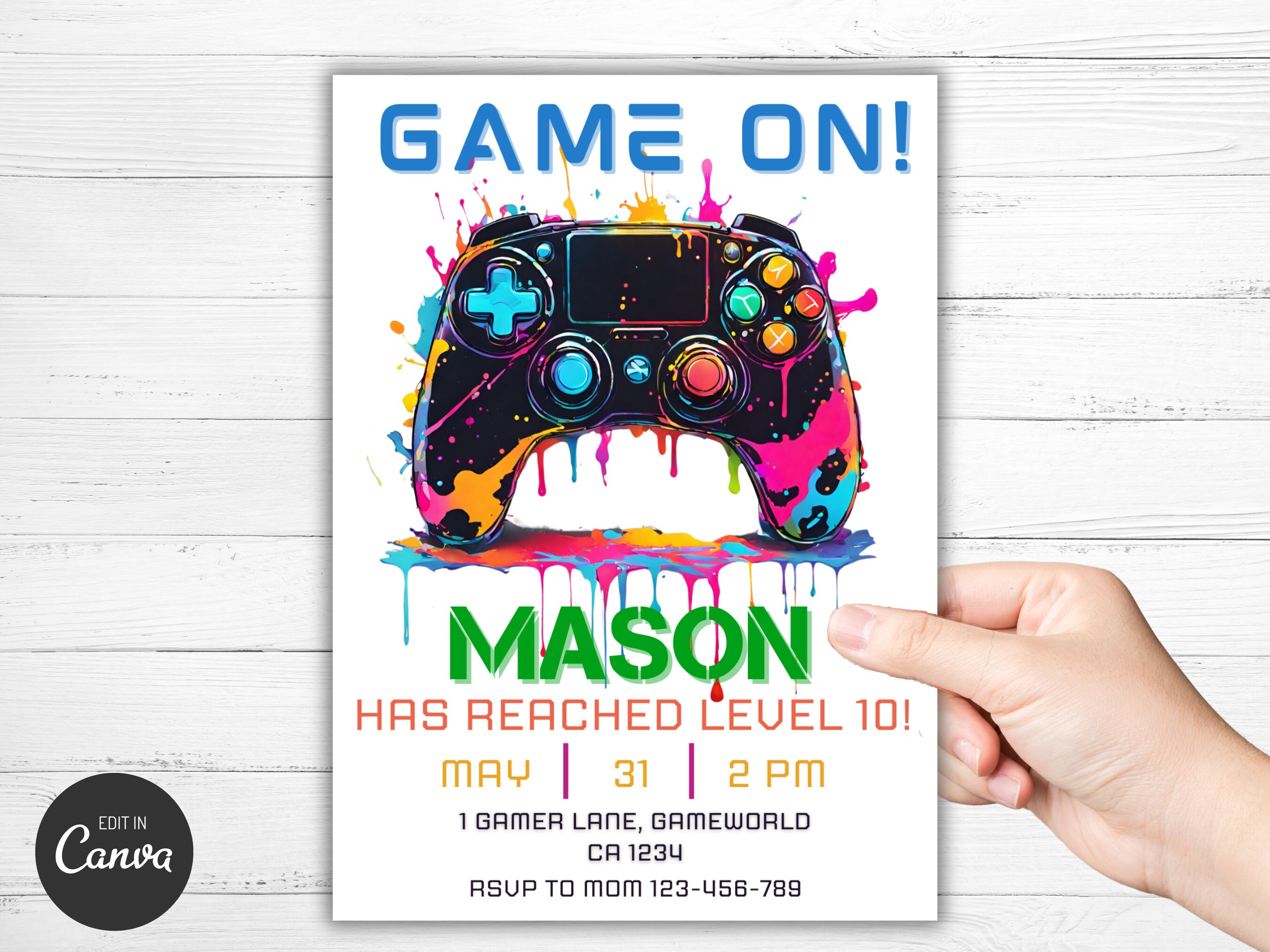 Gaming Birthday Invitation Gaming Invitation Birthday Invite for Boys ...