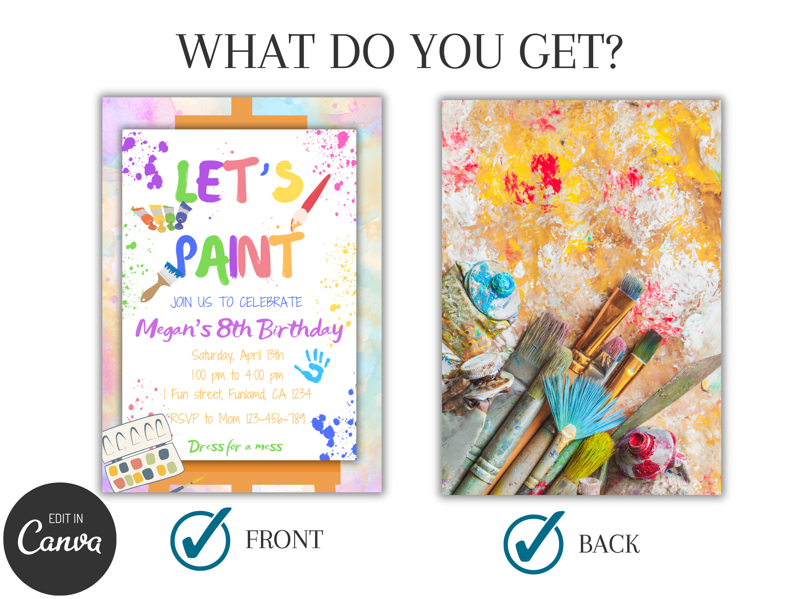 Paint Birthday Invitation Art Invitation Birthday Art Party Painting ...