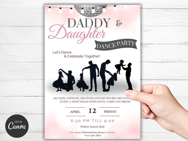 Daddy Daughter Dance Invitation: Elegant Party Invite (editable) - Etsy