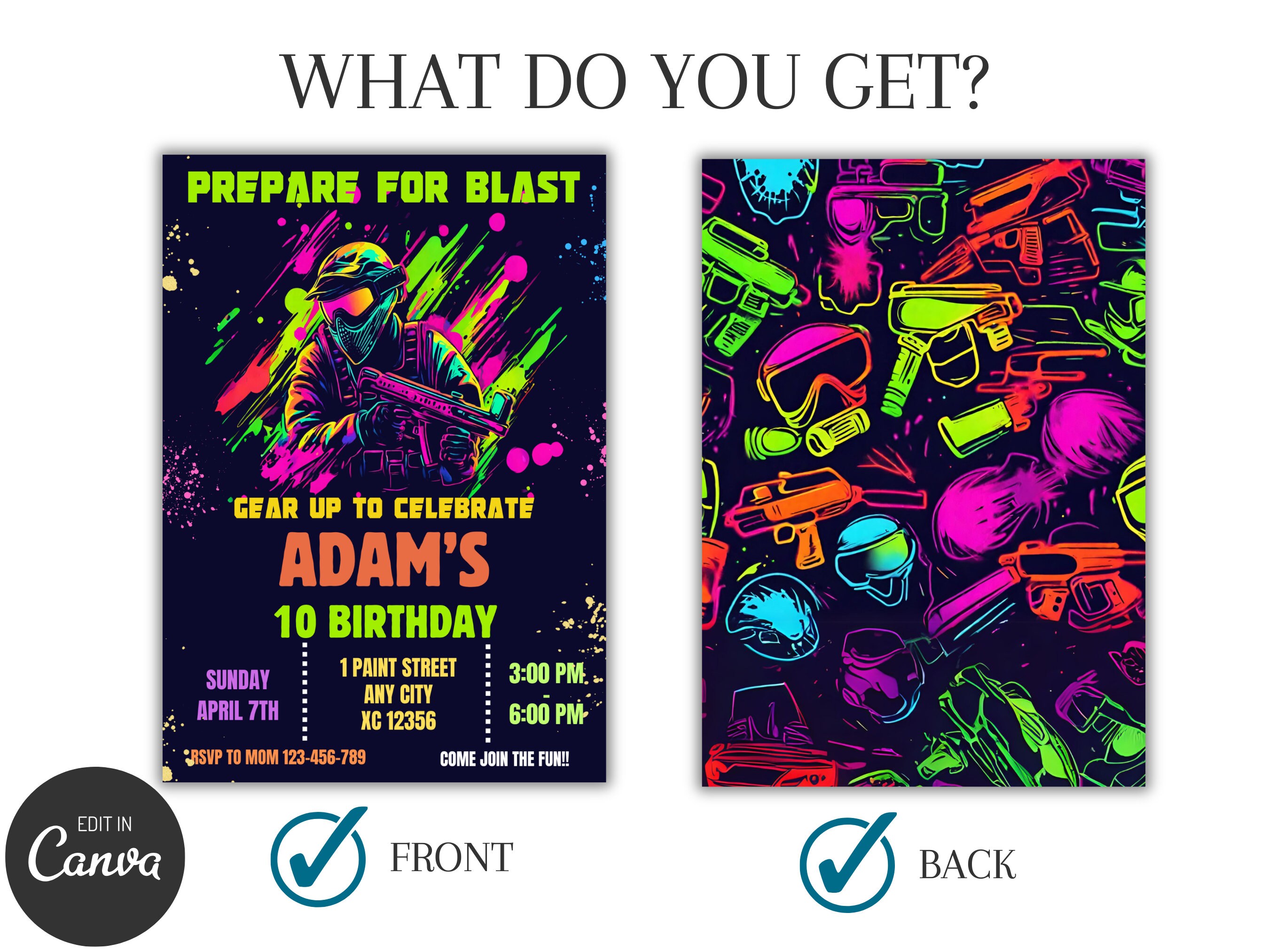 Paintball Birthday Invitation Paintball Invitation Birthday Invite for ...