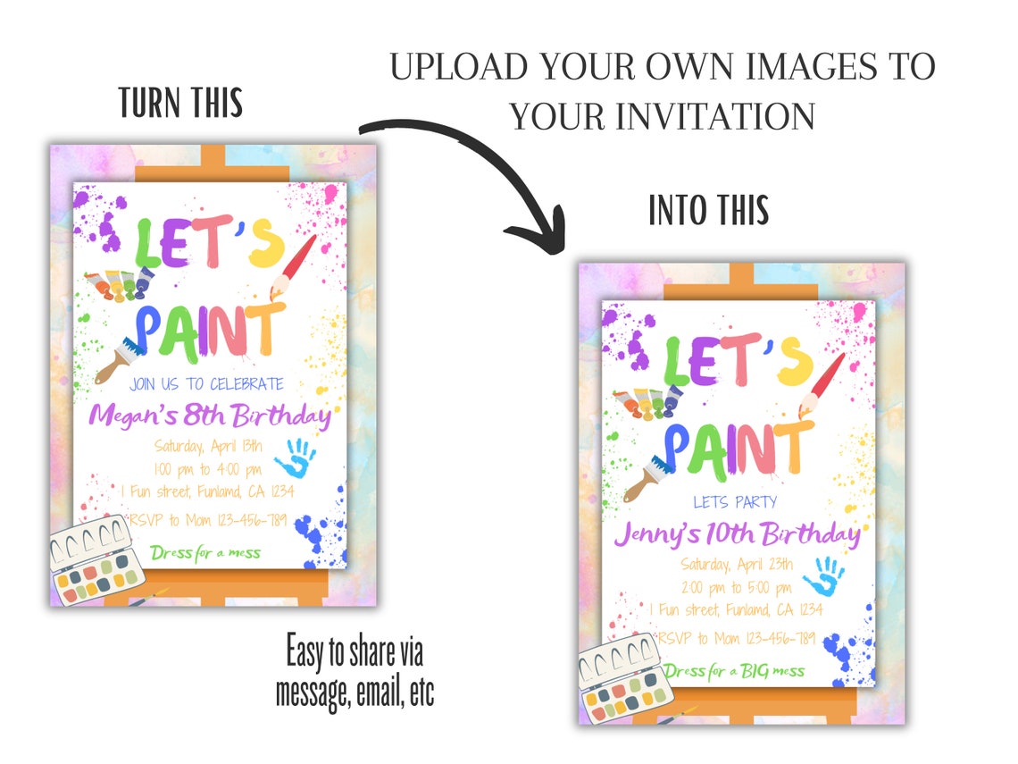Paint Birthday Invitation Art Invitation Birthday Art Party Painting ...
