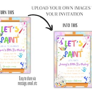 Paint Birthday Invitation Art Invitation Birthday Art Party Painting ...