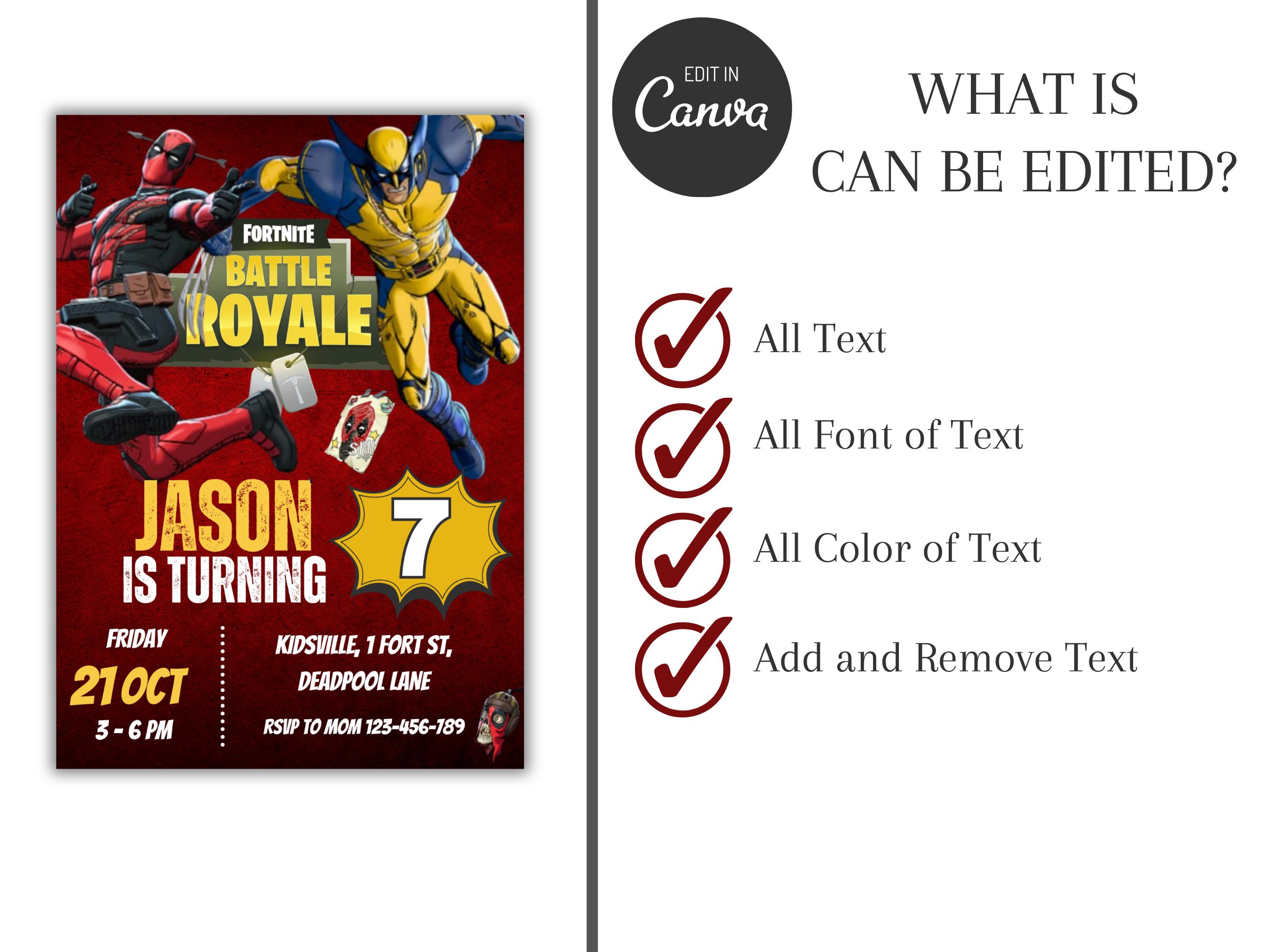 Deadpool Birthday Invitation Deadpool Invitation Birthday Deadpool ...