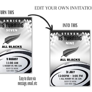 All Blacks Rugby Birthday Invitation for Boys - Etsy