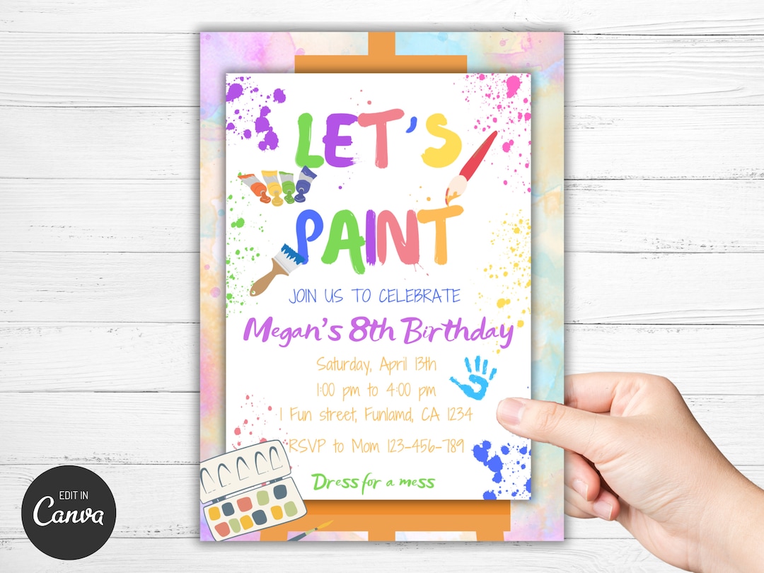 Paint Birthday Invitation Art Invitation Birthday Art Party Painting ...
