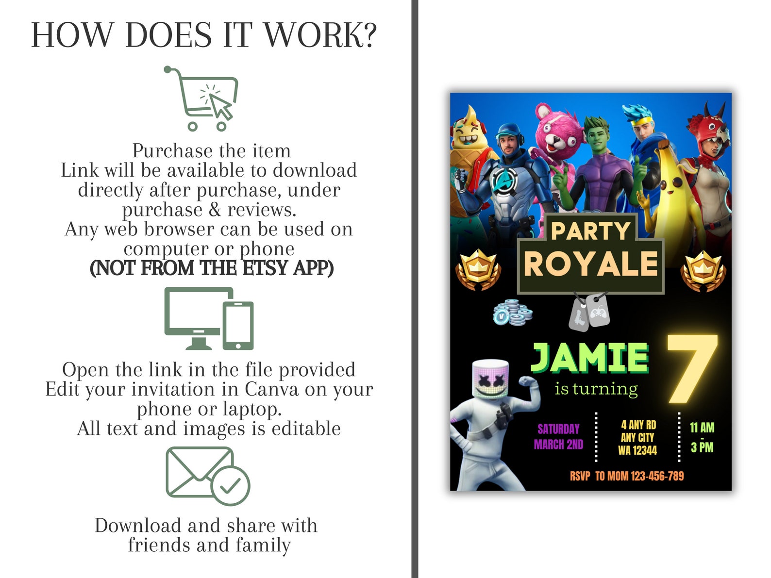 Gaming Birthday Invitation Combo Gaming Invitation Birthday Invite for ...