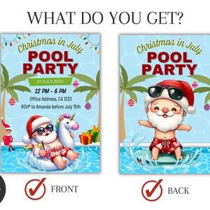 Christmas in July Pool Party Invitation (editable) - Etsy