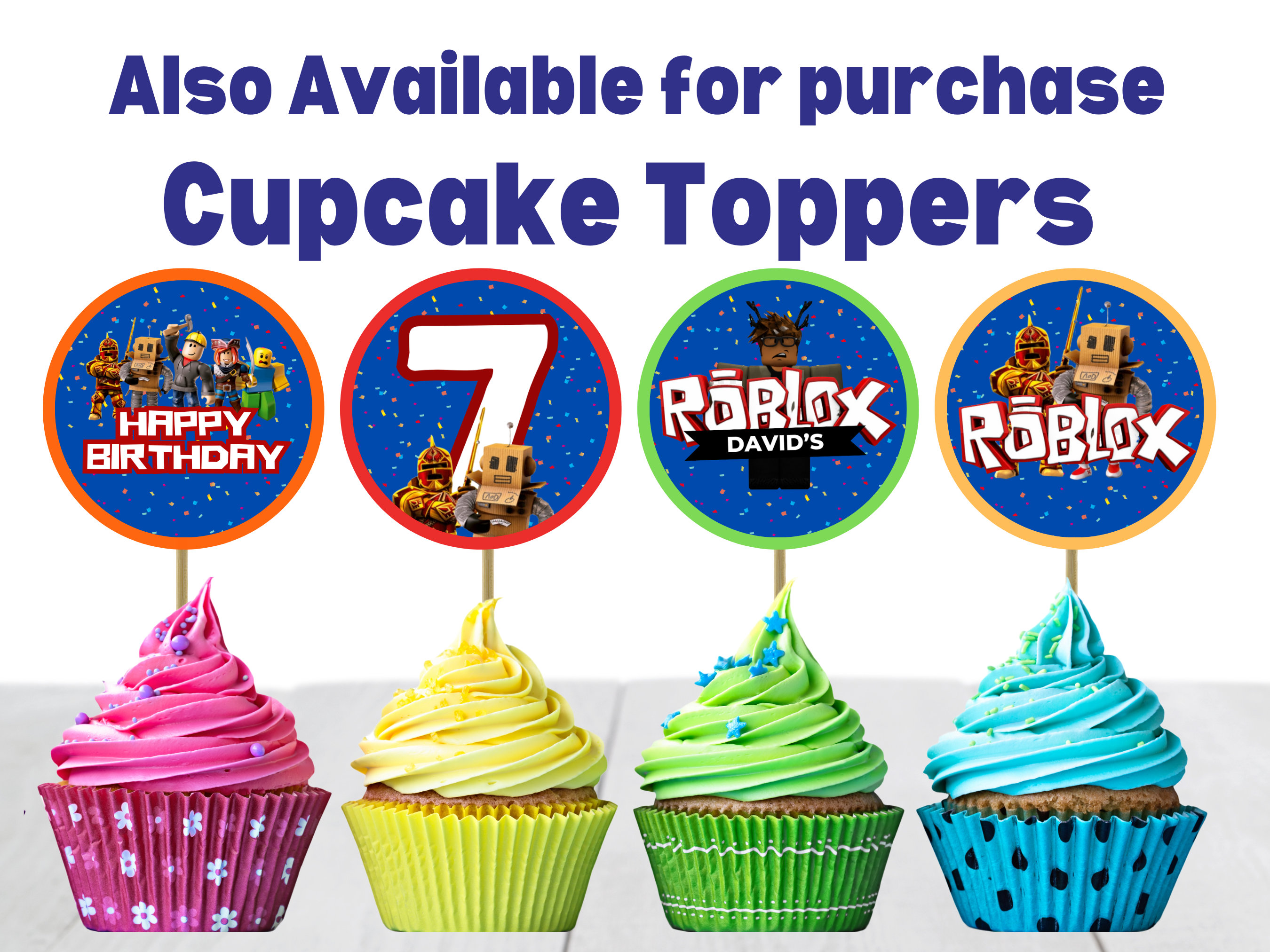 Roblox Cupcake Toppers Birthday Favors Roblox Party Cupcakes Roblox ...