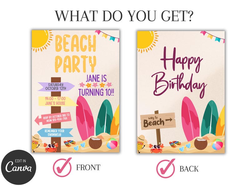 Beach Party Birthday Invitation Beach Party Invitation Birthday Invite ...