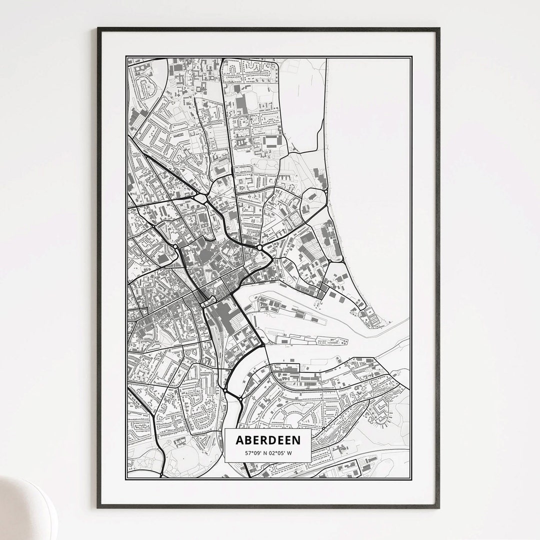 ABERDEEN Map Physical Paper Poster, Premium Aberdeen City Poster Wall ...