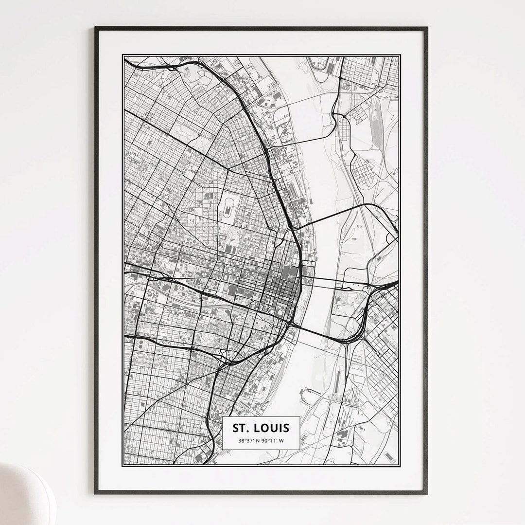 ST LOUIS Map Physical Paper Poster, Premium St Louis City Poster Wall ...