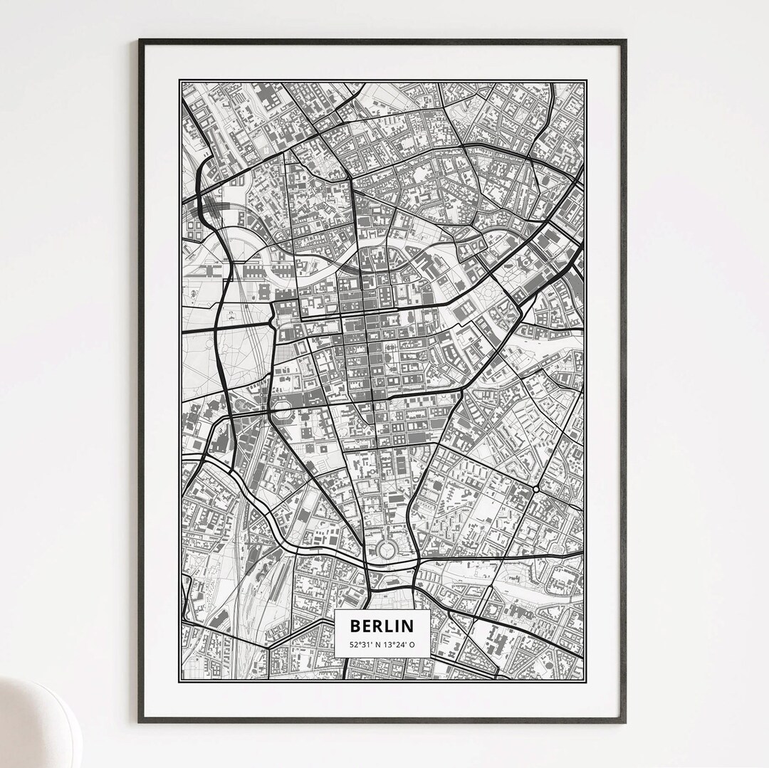 BERLIN Map Physical Paper Poster, Premium Berlin City Poster Wall Art ...