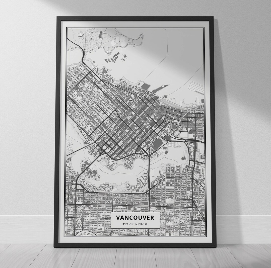 VANCOUVER Map Physical Paper Poster, Premium Vancouver City Poster Wall ...