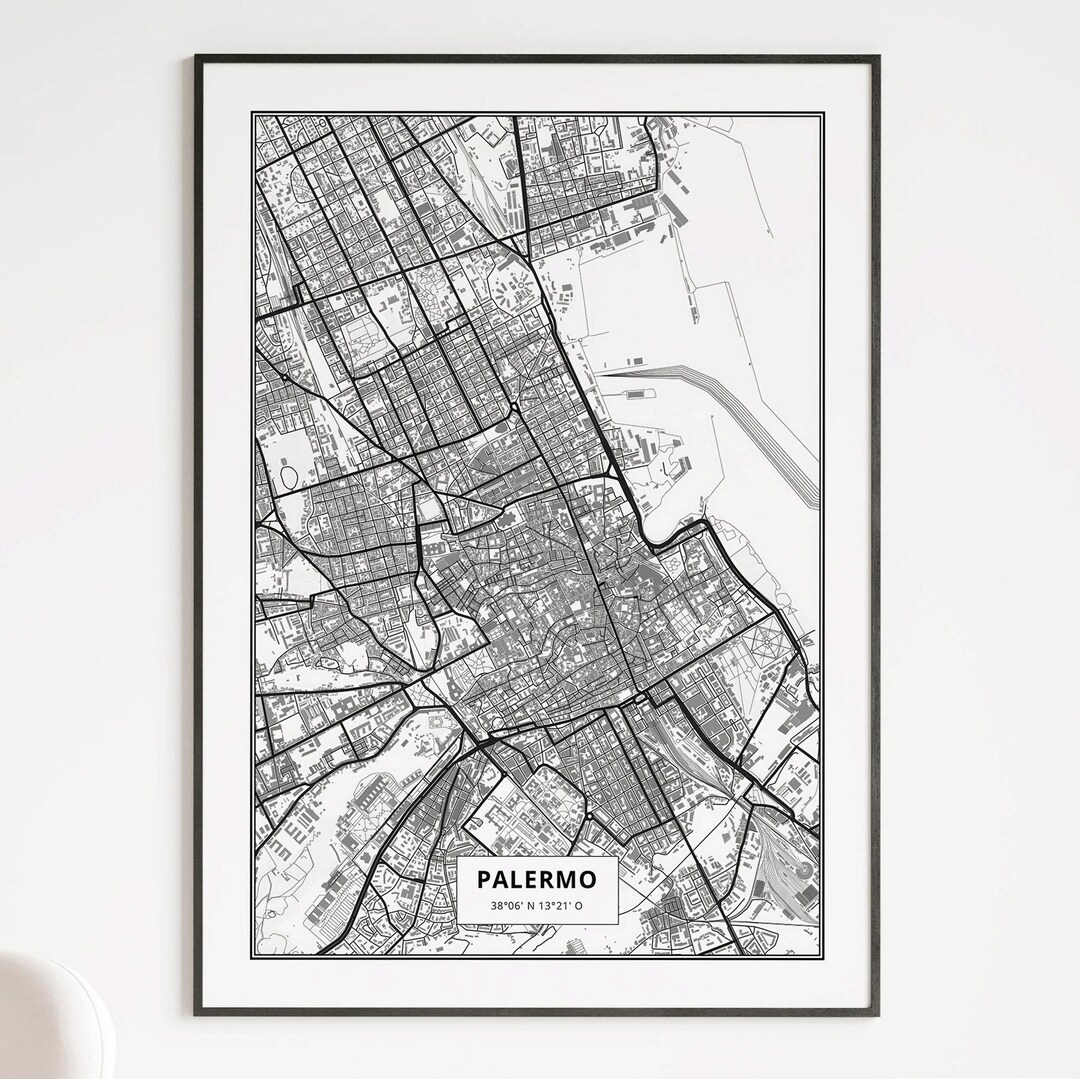 PALERMO Map Physical Paper Poster, Premium Palermo City Poster Wall Art ...