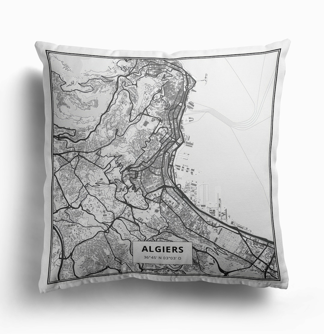 ALGIERS Map Print Pillow Premium Fabric Algiers City Pillow - Etsy