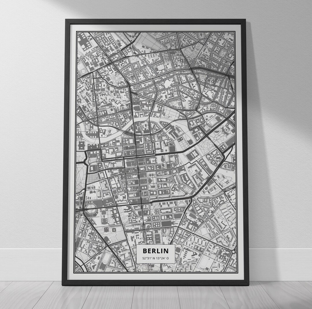 BERLIN Map Physical Paper Poster, Premium Berlin City Poster Wall Art, Map of Berlin - Etsy