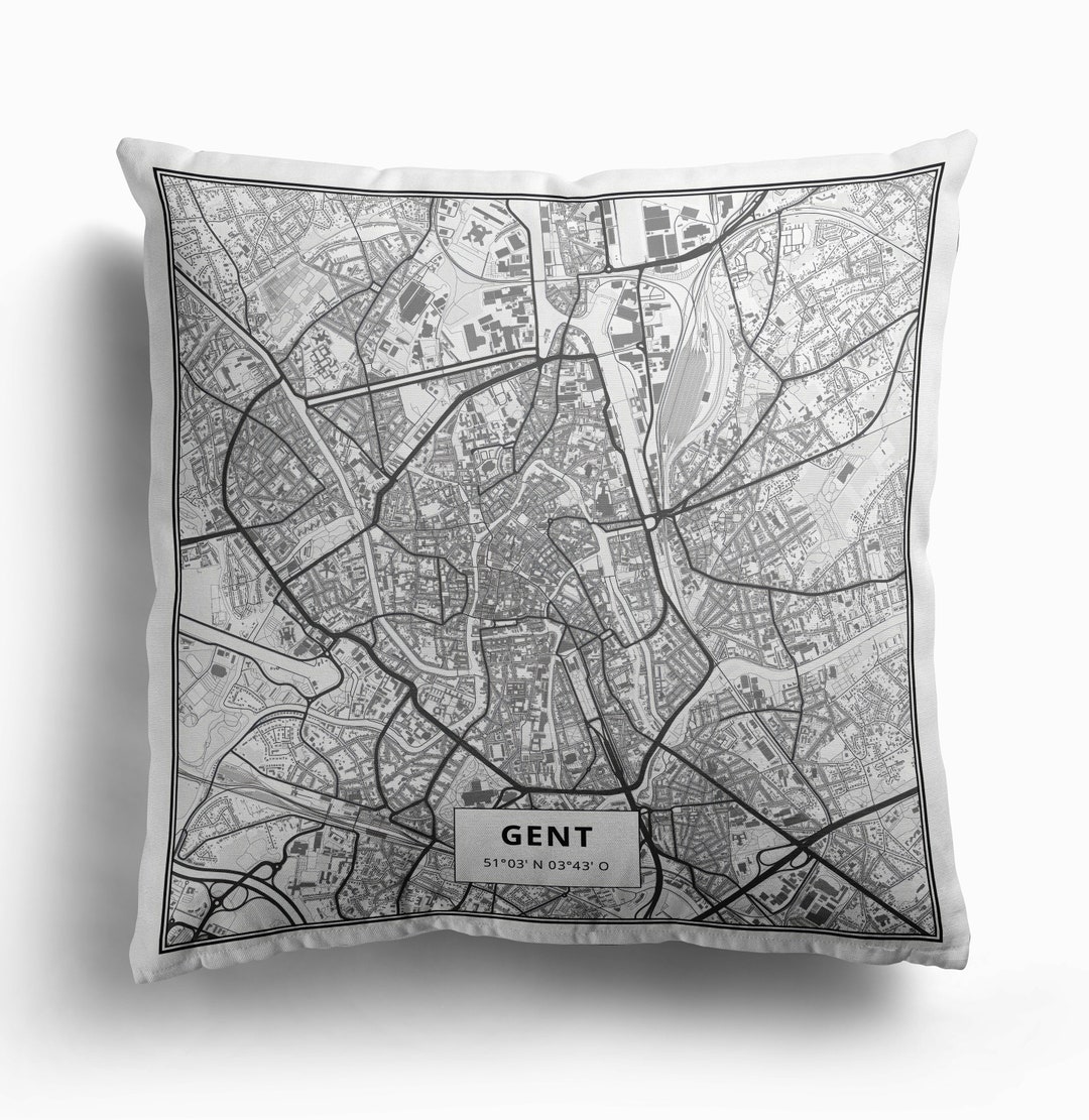 GHENT Map Print Pillow, Premium Fabric GHENT City Pillow, Map of GHENT ...