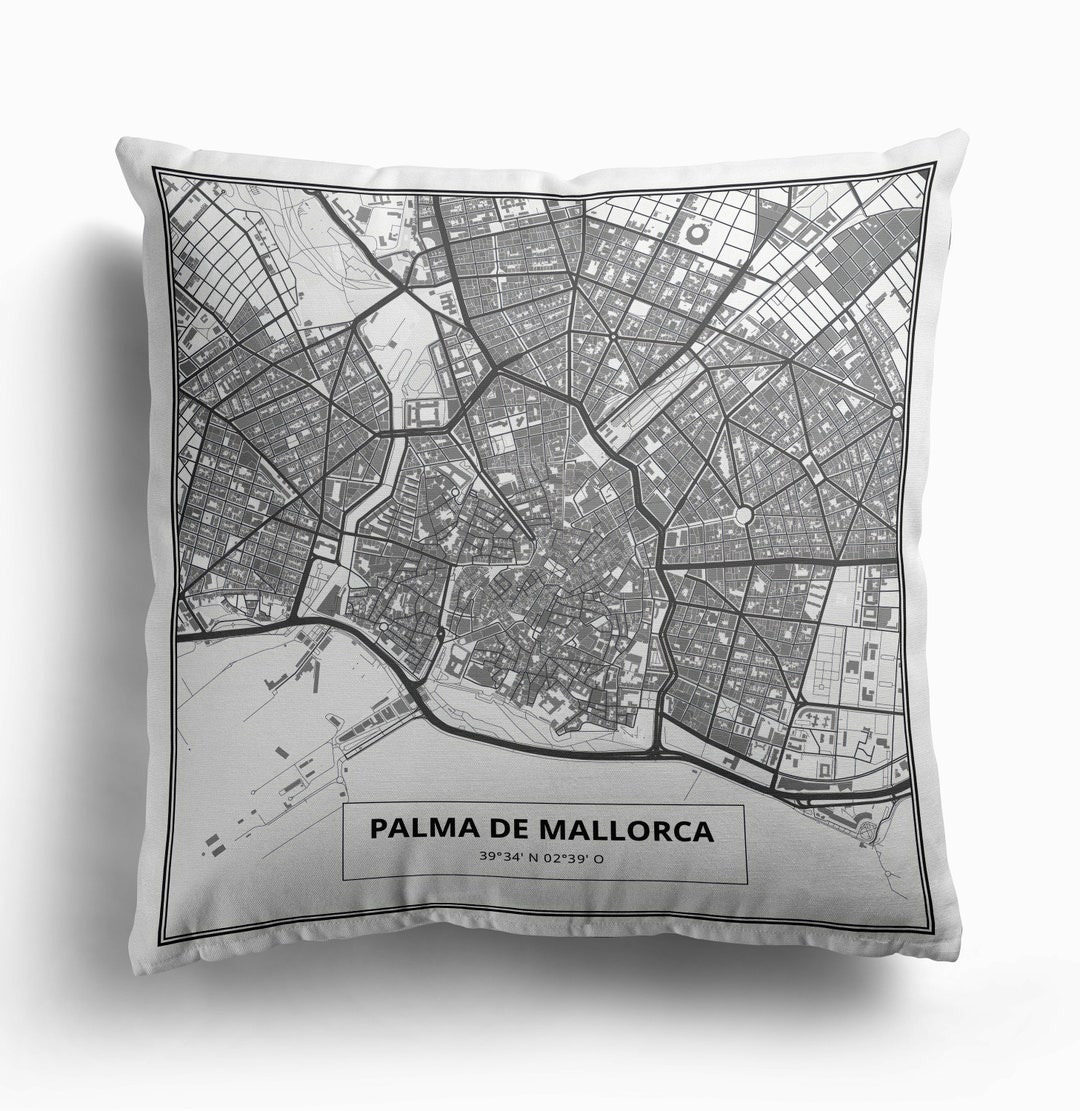 MALLORCA Map Print Pillow Premium Fabric Mallorca City - Etsy