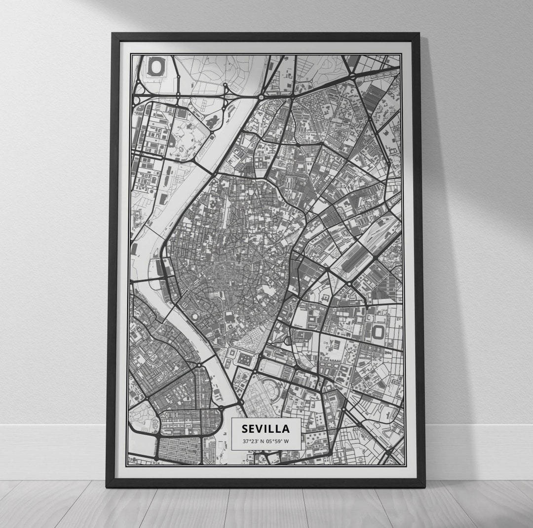 SEVILLA Map Physical Paper Poster, Premium Sevila City Poster Wall Art ...