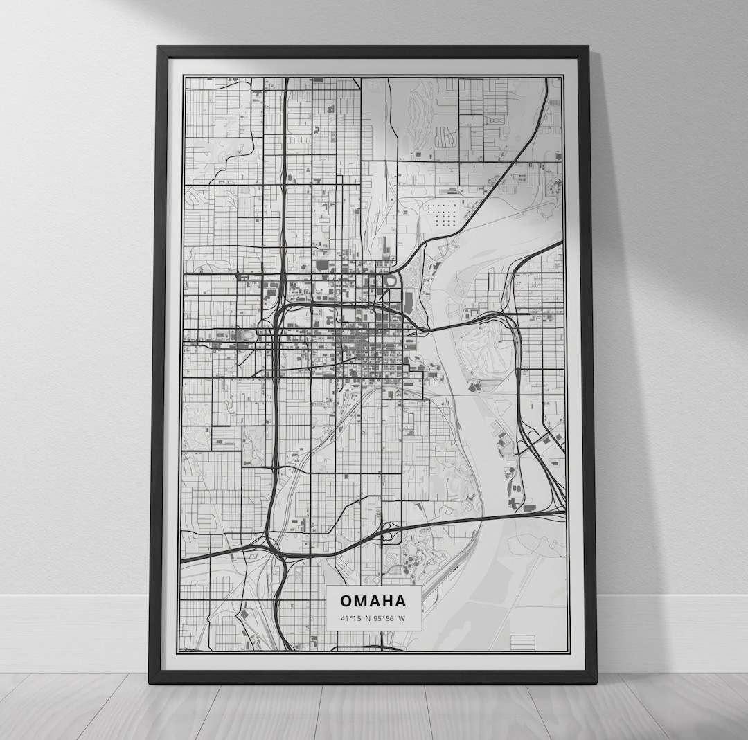 OMAHA Map Physical Paper Poster, Premium Omaha City Poster Wall Art ...