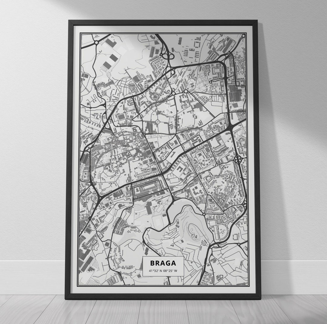 BRAGA Map Physical Paper Poster, Premium Braga City Poster Wall Art ...
